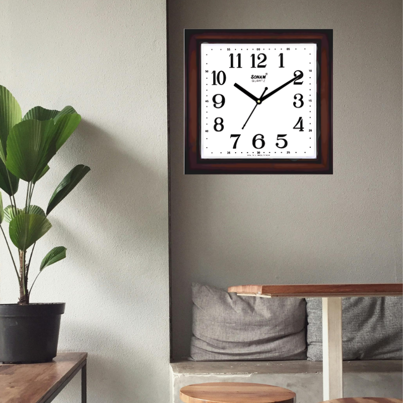 Sonam Quartz Square Analog 32 cm X 32 cm Wall Clock (White Dial, With ...